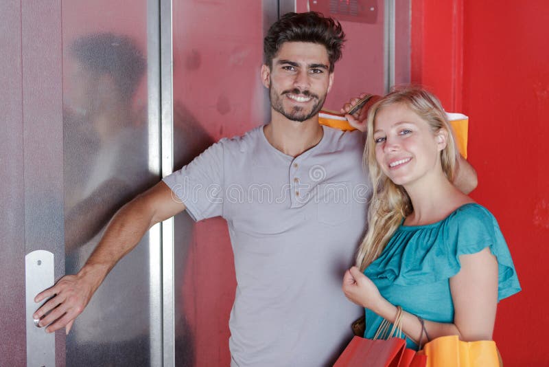 Couple Shoppers Going in To Shop Stock Image - Image of marriage ...