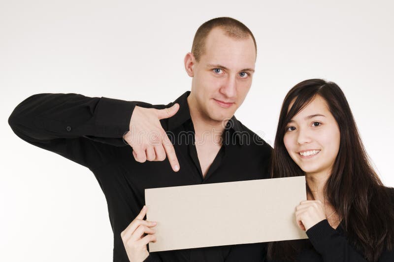 Couple show the sign stock image. Image of head, grin - 7096131