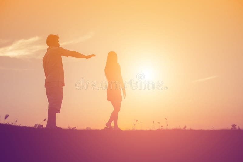 Couple Silhouette Breaking Up a Relation Stock Image - Image of ...