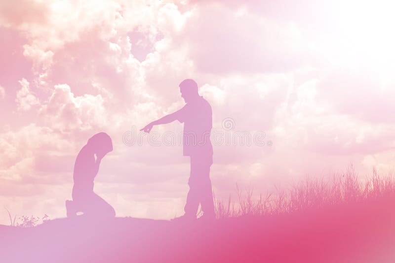Couple Silhouette Breaking Up a Relation Stock Image - Image of family ...