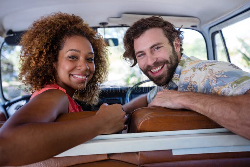 Couple Sitting in Campervan Stock Image - Image of bonding, recreation ...