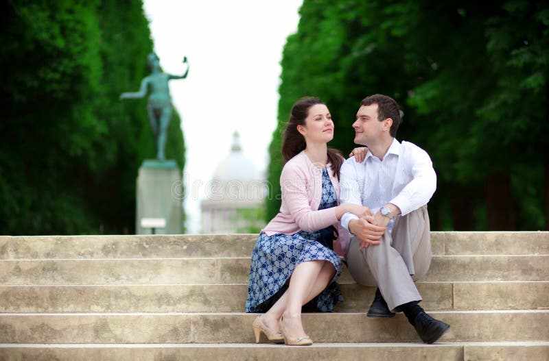 Couple Sitting on the Stairs Stock Photo - Image of girlfriend, adult ...