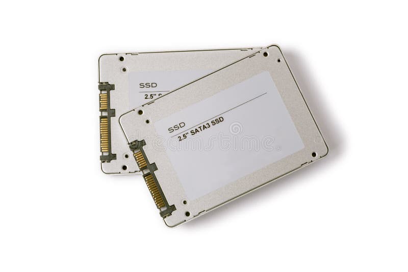 Couple Solid State SATA Drives on the White Background Stock Image ...