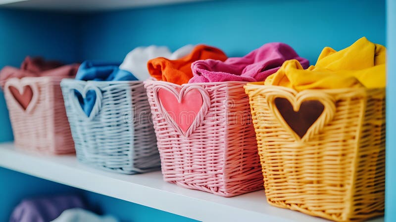 A Couple Sorting Clothes into Separate Baskets Generative AI ...