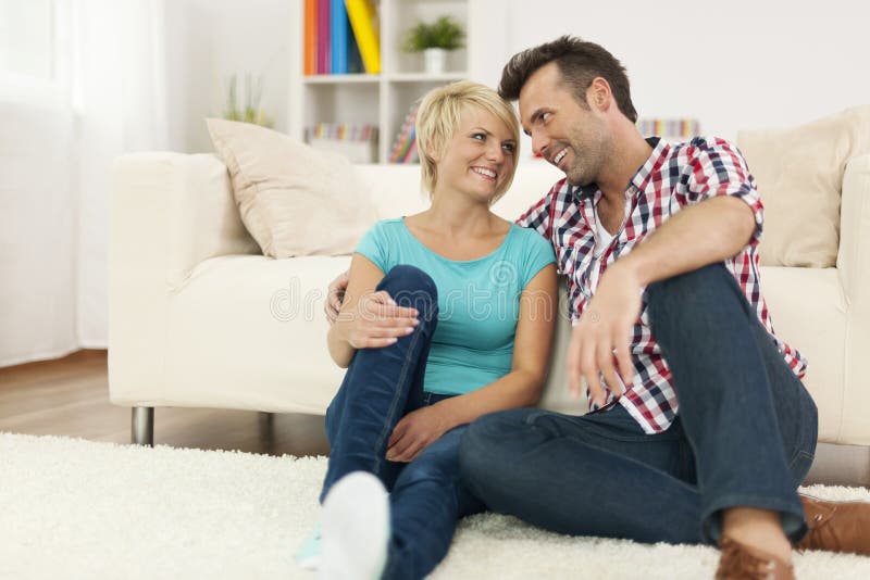 Couple Spending Time Together Stock Photo - Image of room, sitting ...