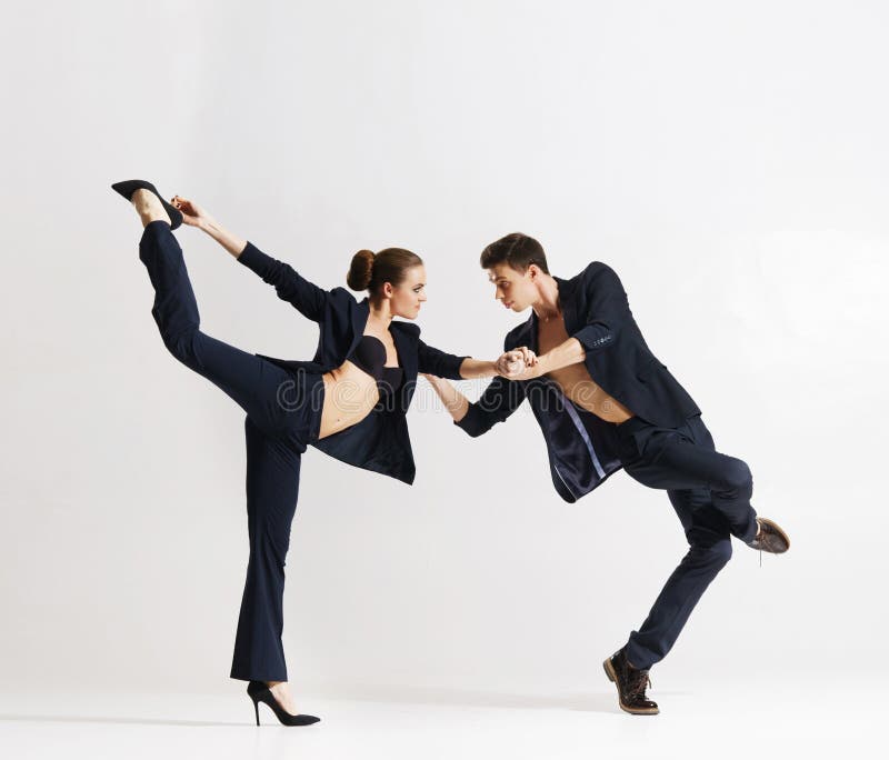 Couple of Sporty Ballet Dancers Performing Stock Image - Image of ...