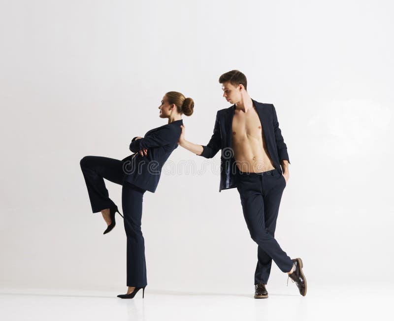 Couple of Sporty Ballet Dancers Performing Stock Photo - Image of dance ...