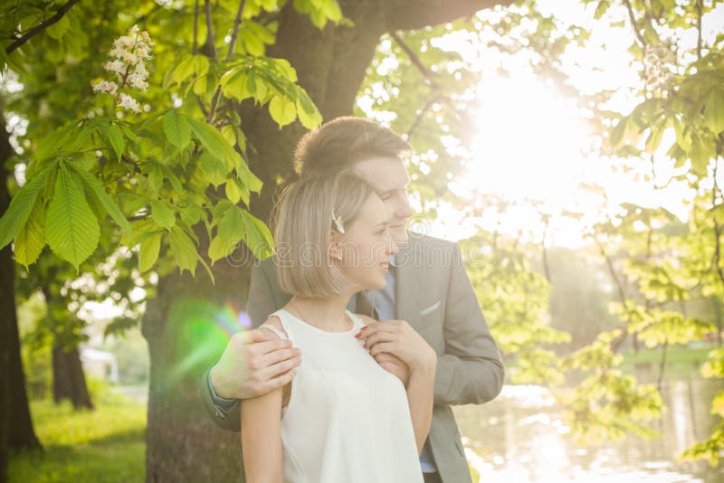 Couple in Spring Park. Romantic Vacation Stock Photo - Image of lovely ...
