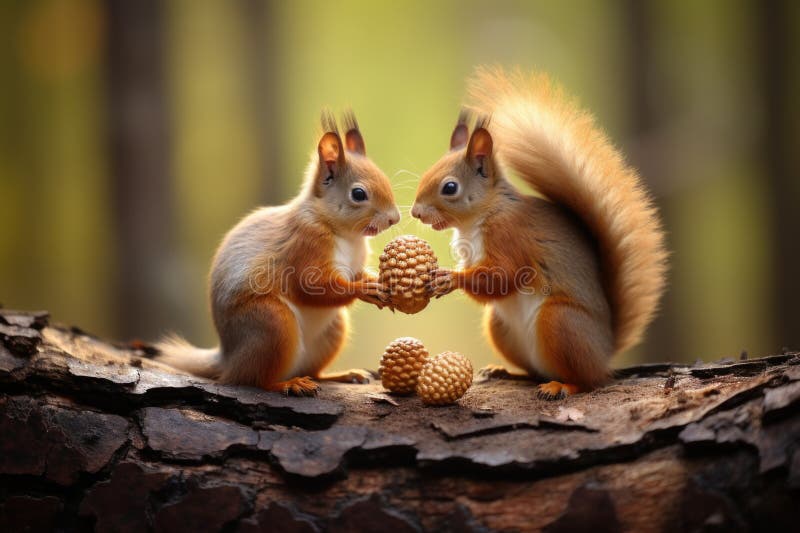 Couple of Squirrels Animal, Natural, Nature. Stock Photo - Image of ...