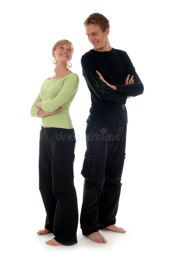 Couple Standing Back To Back Stock Photo - Image of smiling ...