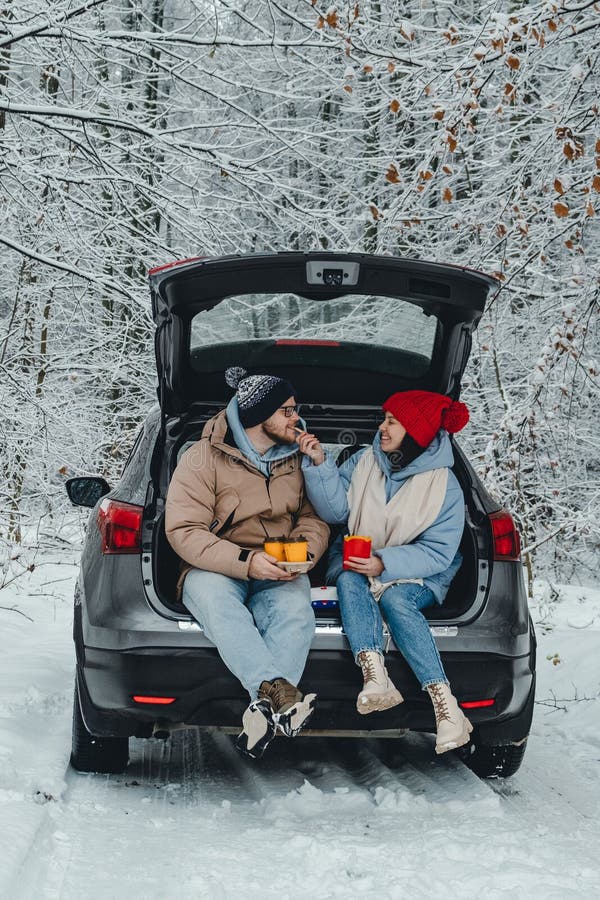 The Couple Stopped Their Car for Lunch on the Way through the Forest ...
