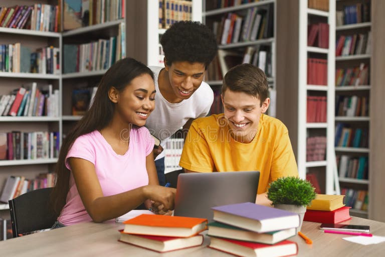 Couple of Students Asking Afro Guy for Help Stock Image - Image of ...
