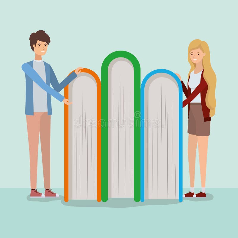 Couple of Students Reading Books Stock Vector - Illustration of book ...