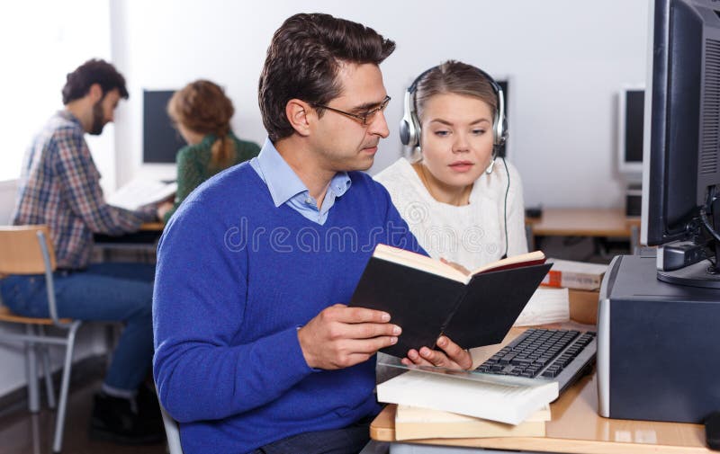 Couple of Students Studying in Computer Class Stock Photo - Image of ... Couple of Students Studying in Computer Class Stock Photo - Image of ...