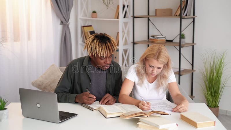 Couple Study Home Class Students Working Together Stock Footage - Video ...