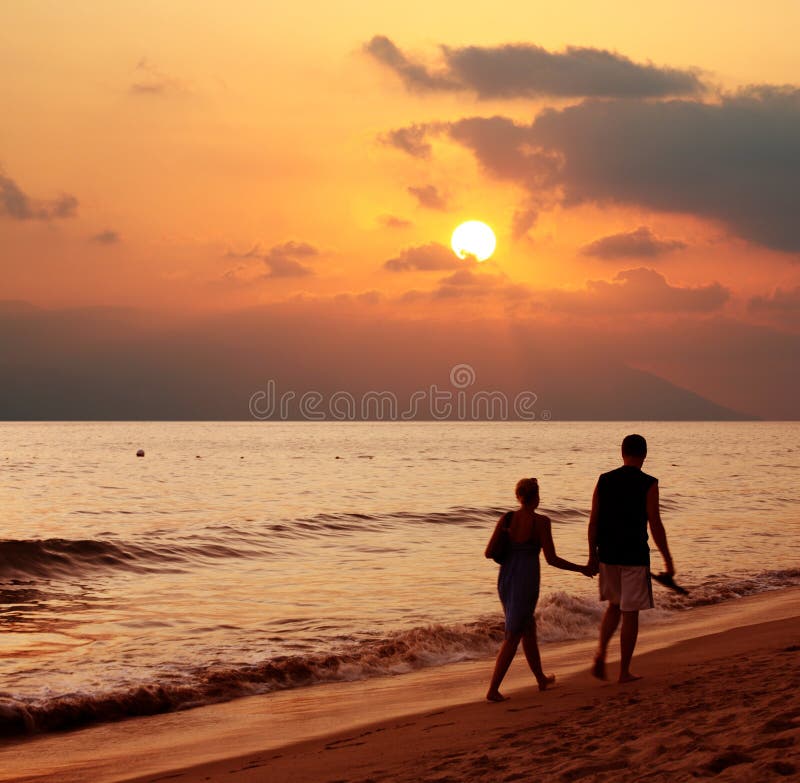 Couple at sunset stock image. Image of girl, valentine - 431117