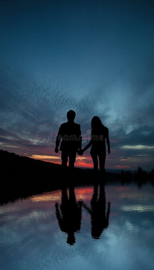 Couple at sunset stock photo. Image of sunlight, happiness - 66314882