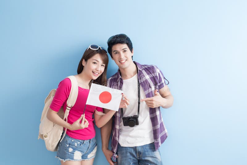 Couple take japan flag stock image. Image of couple, isolated - 88470155