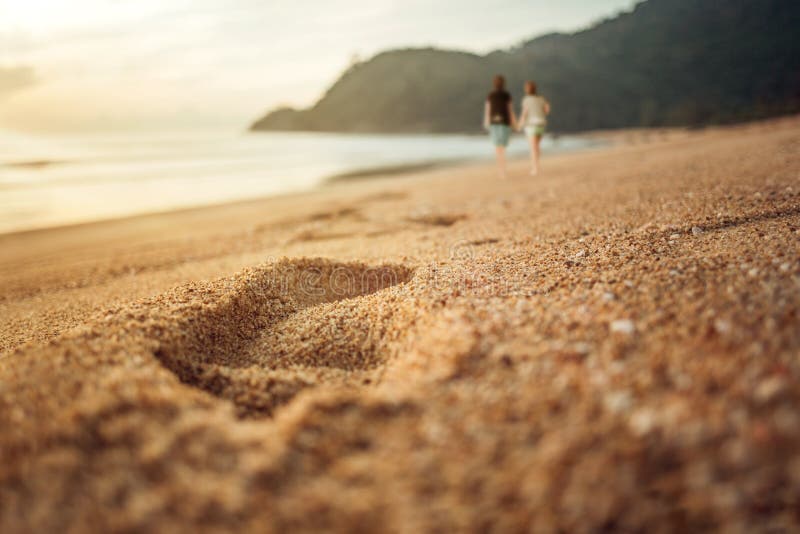 Couple Taking a Walk on the Beach Stock Photo - Image of beach, love ...