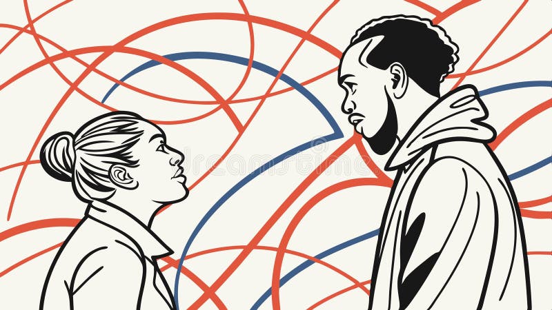 Couple Talking Silhouette, Silhouettes of Couple in Conversation with ...