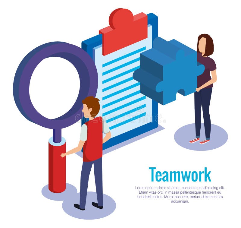 Couple Teamwork with Checklist Stock Vector - Illustration of graphic ...