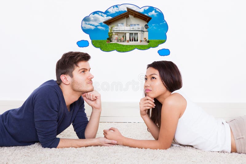 Couple Thinking of Dream House Stock Image - Image of house, estate ...