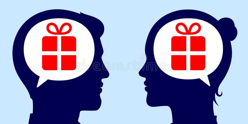 Couple Thinking on Gift Ideas for Each Other, Concept Vector ...