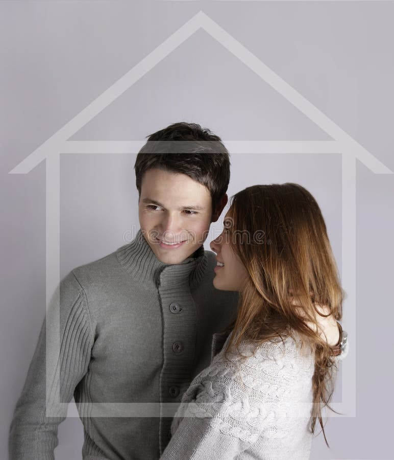 Couple Thinking To Buy a House Stock Image - Image of beautiful, couple ...