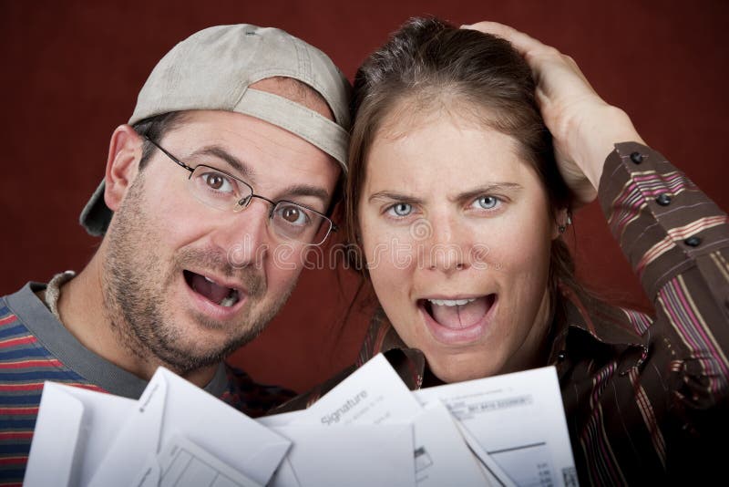 Couple with too many bills stock photo. Image of relationship - 9008126
