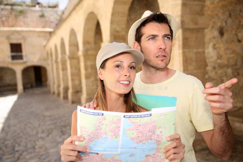 Couple of Tourists Visiting Historical Monuments Stock Image - Image of ...
