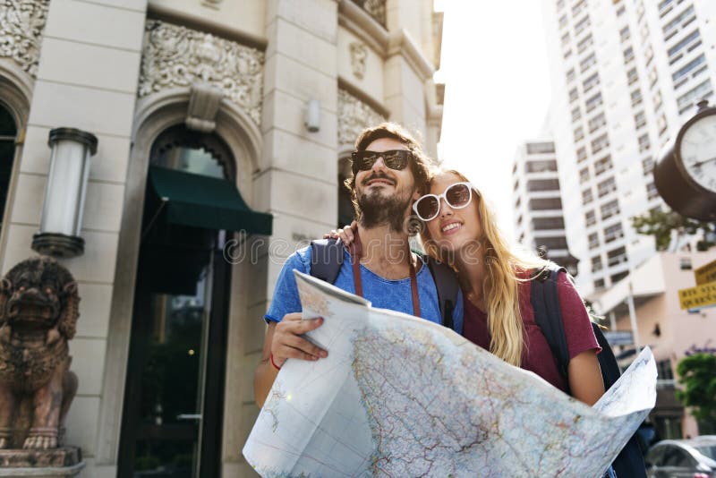 Couple Traveling Together Wanderlust Trip Stock Image - Image of ...