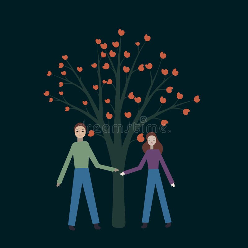 Couple and tree stock vector. Illustration of tree, simple - 167480571