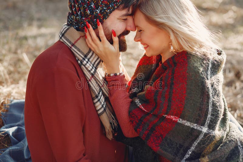 Couple Sitting by the Tree in a Spring Forest Stock Image - Image of ...