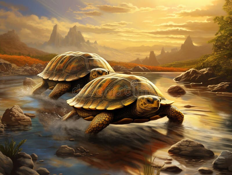 Couple of Turtles stock illustration. Illustration of slow - 293694271