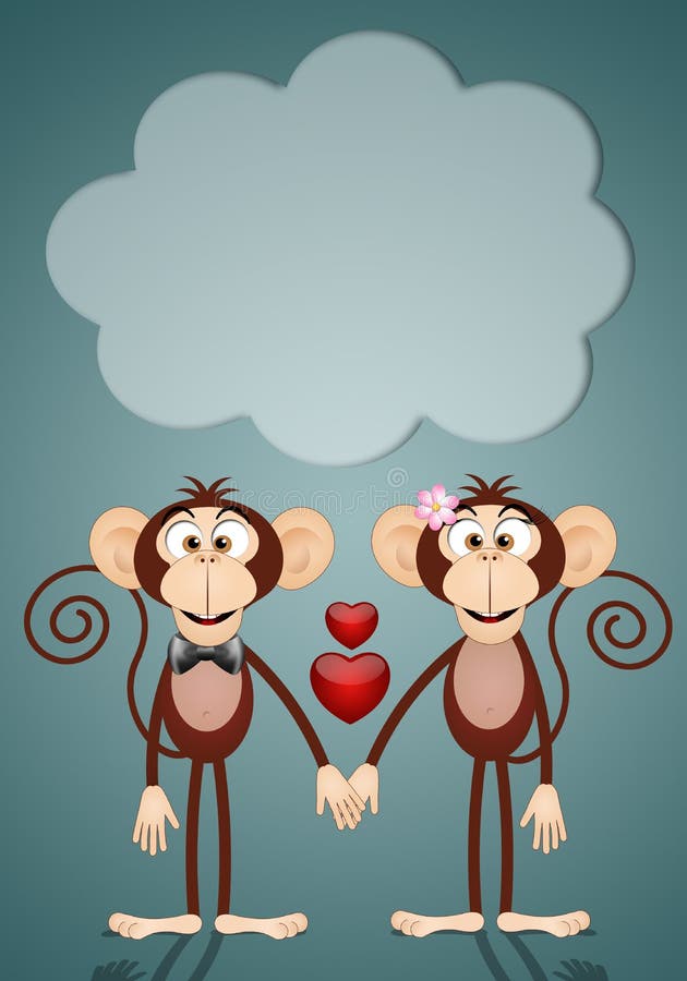 A Couple of Monkeys Just Married Stock Illustration - Illustration of ...