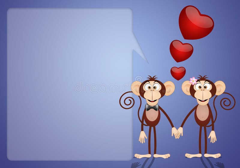 A Couple of Two Monkeys in Love Stock Illustration - Illustration of ...