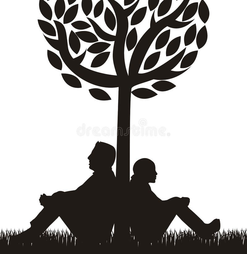 Couple Sitting Under Tree Stock Illustrations – 125 Couple Sitting ...
