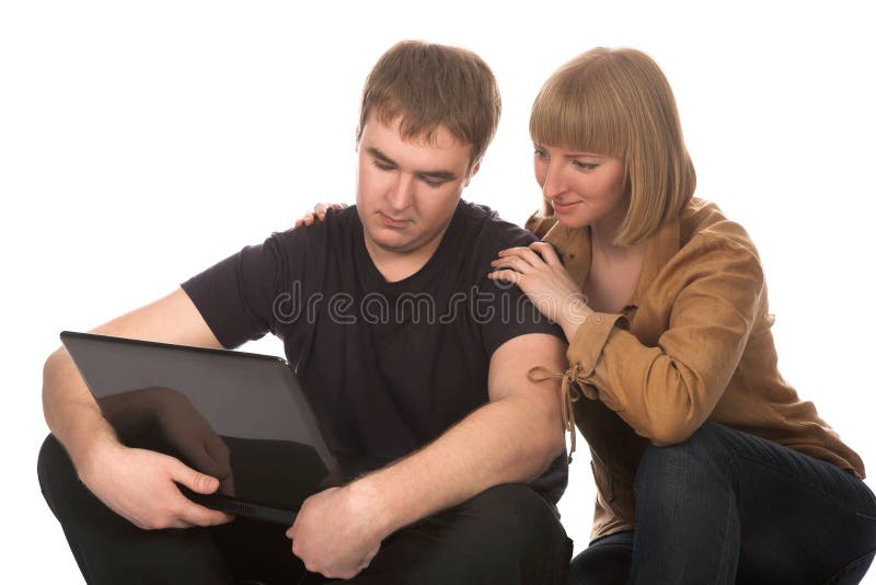 Couple Using Laptop stock photo. Image of love, business - 18297364