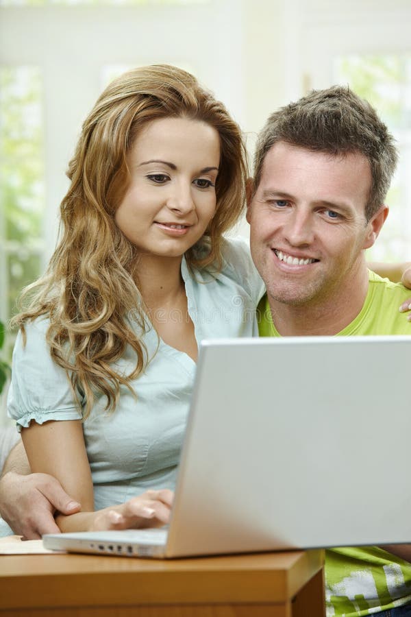 Couple Using Laptop Computer Stock Photo - Image of laptop, happiness ...