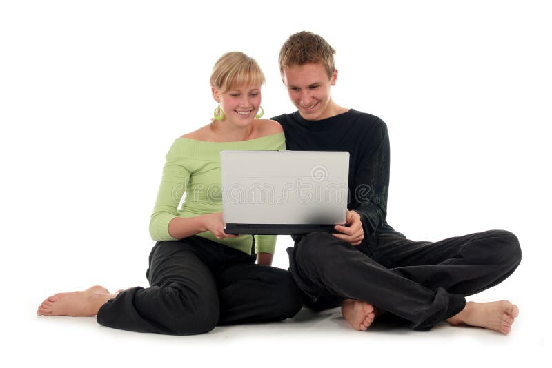 Couple Using Laptop Computer Stock Photo - Image of accessibility ...