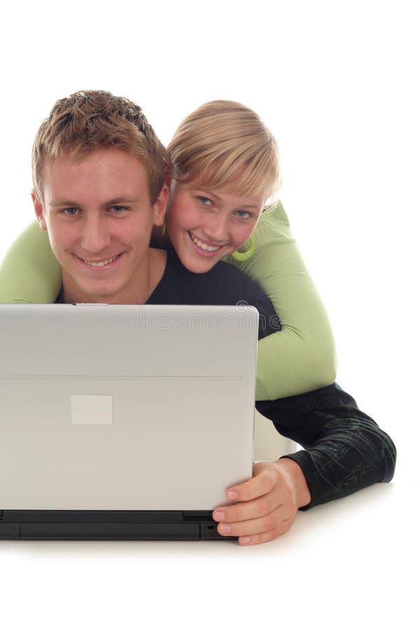 Couple Using Laptop Computer Stock Photo - Image of laptop, happiness ...