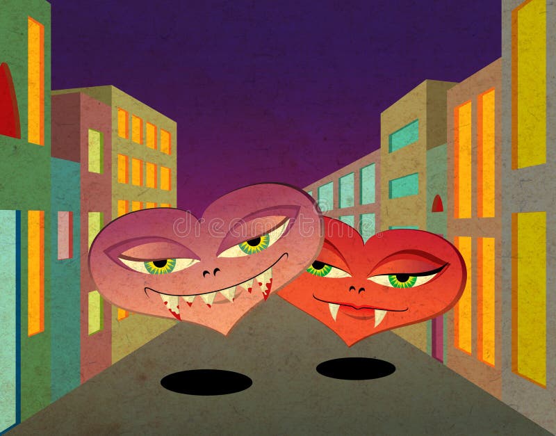 Couple of vampire hearts stock illustration. Illustration of lace ...