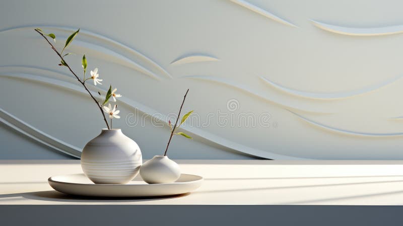 A Couple of Vases Sitting on Top of a Table. Zen Still Life. Stock ...