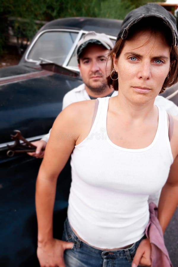 Couple with Vintage Car stock image. Image of male, hood - 11100129