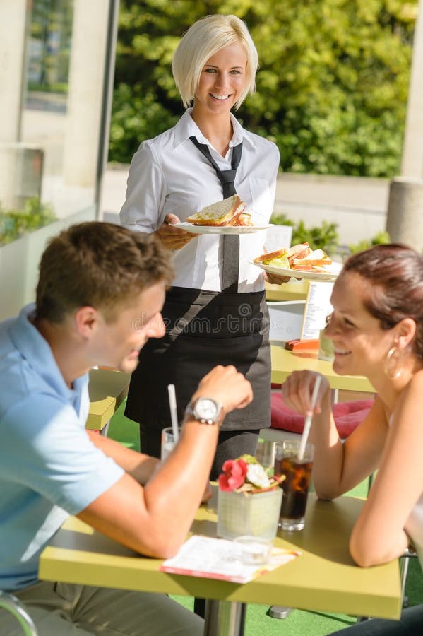 Couple Waiting Waitress Sandwich Lunch Restaurant Stock Photo - Image ...