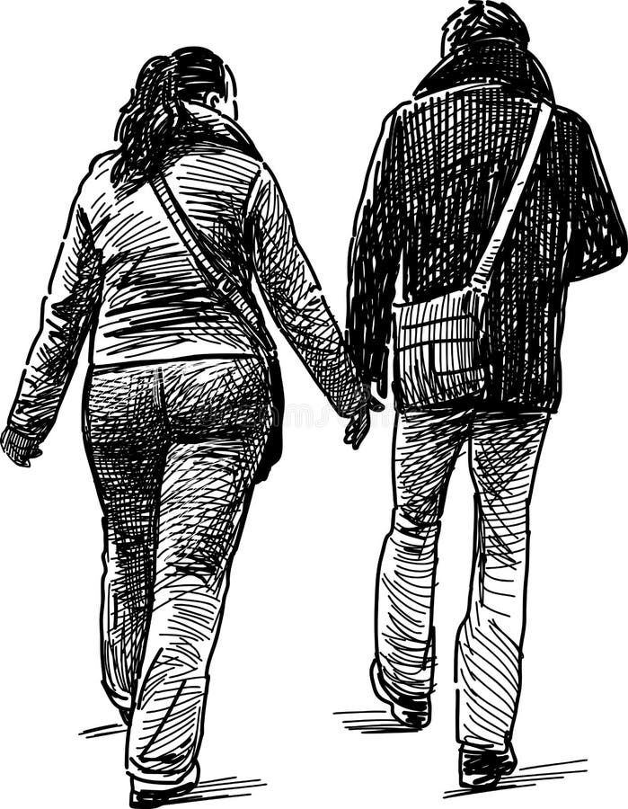 Couple at walk stock vector. Illustration of walk, outdoor - 39132765