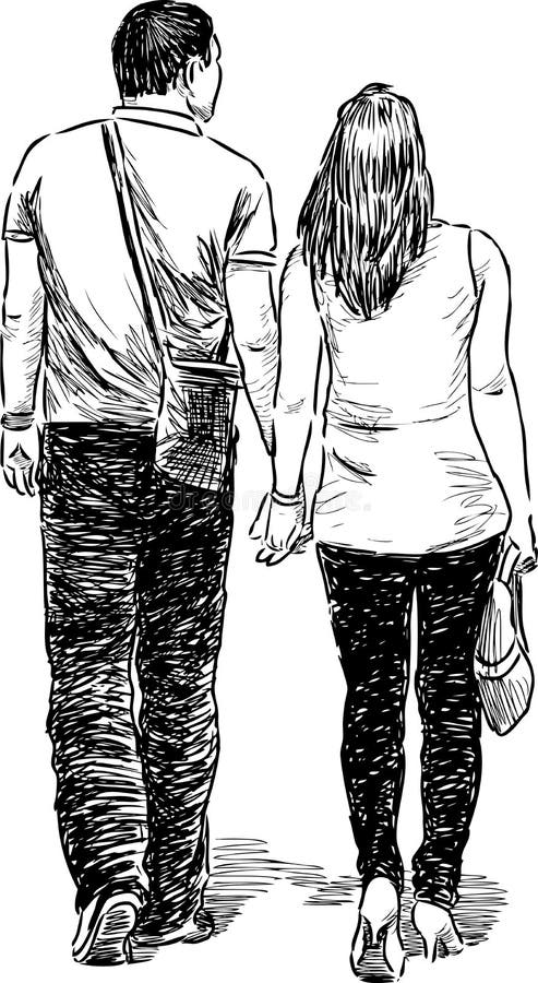 Pair at walk stock vector. Illustration of striding, white - 35448783