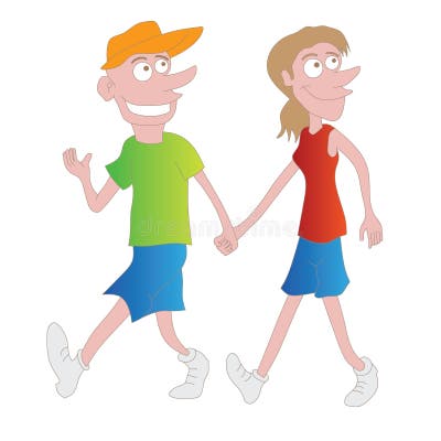 Couple walking cartoon stock vector. Illustration of jogging - 16200147