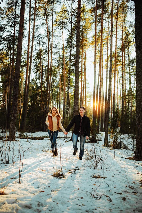 Couple walking. stock image. Image of holding, forest - 39282619
