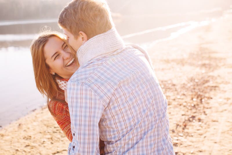 Couple in Warm Clothes Hugging Each Other Stock Photo - Image of ...